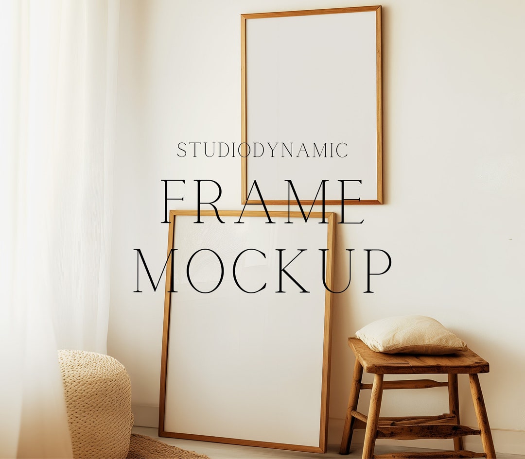 Duo Frame Minimal Art Print Mockup - Set of Two Wooden Frames Mockup ...
