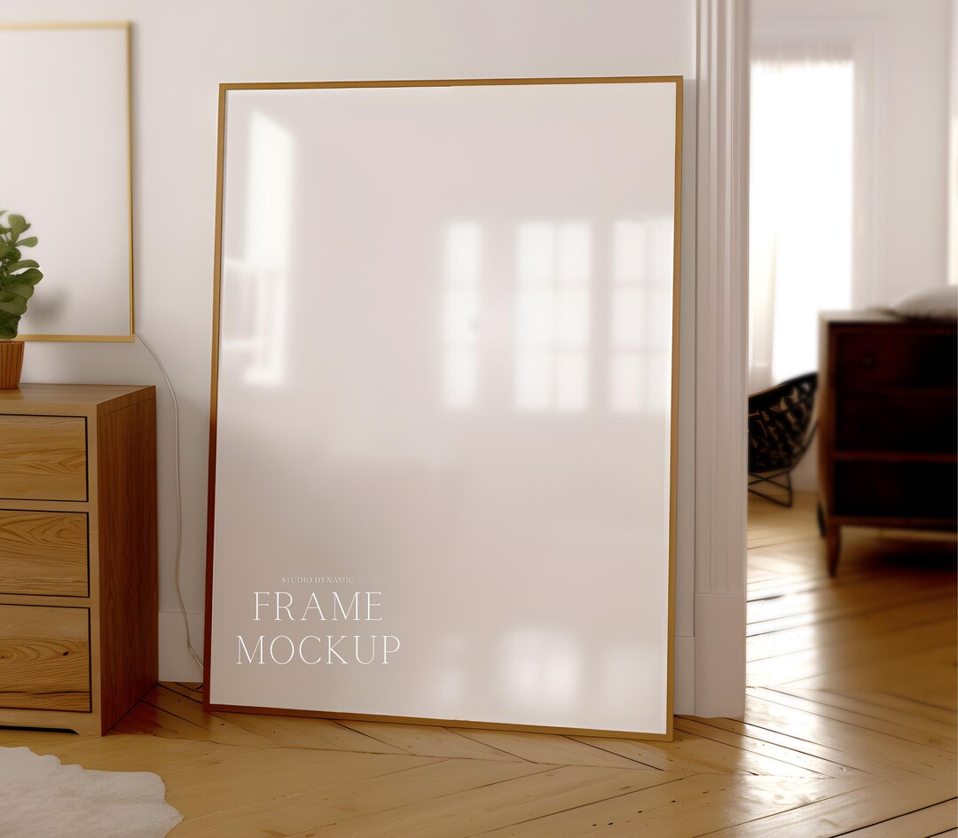 Vintage Interior Frame Poster Mockup - Vertical Tall Frame Mockup ...