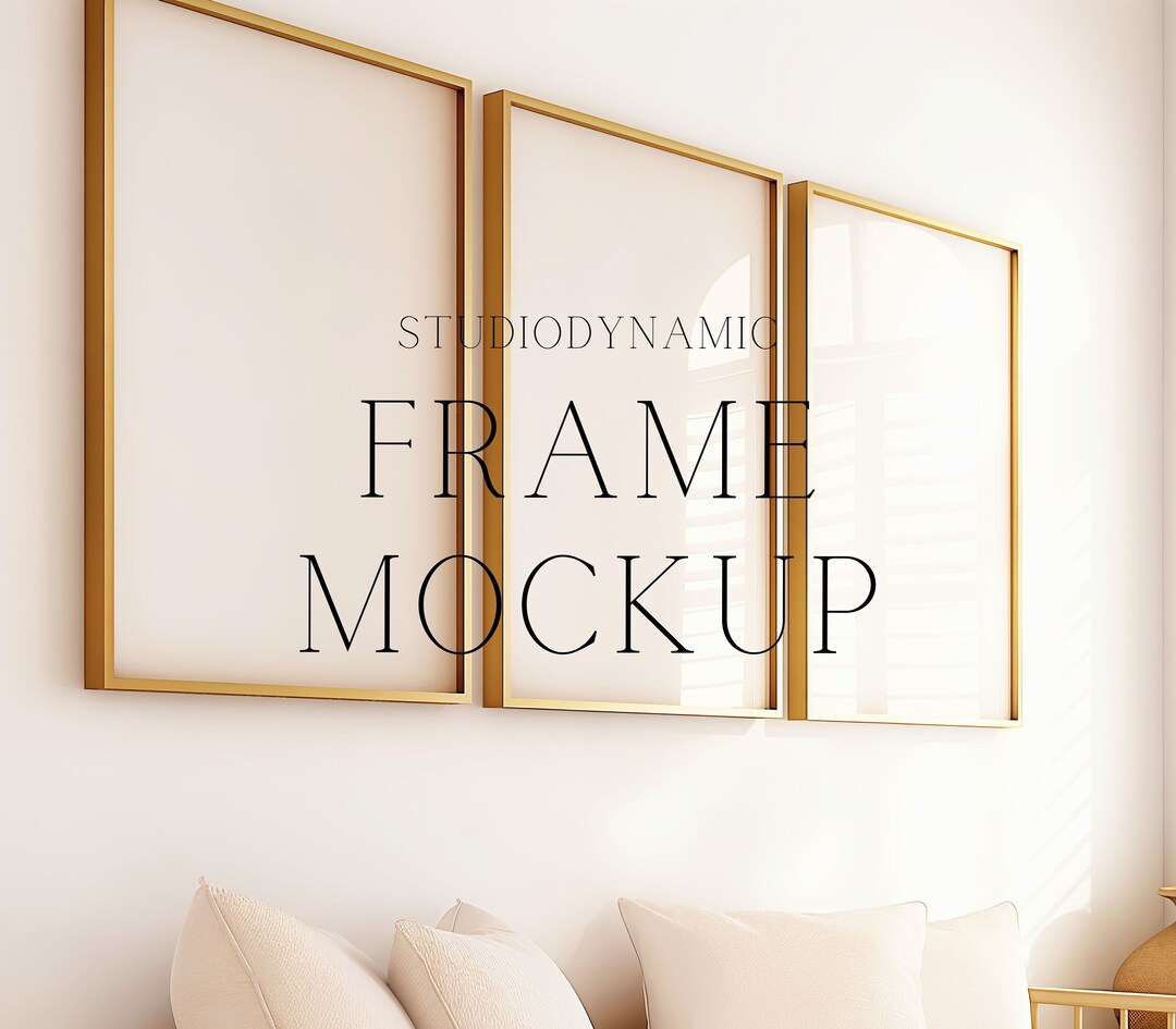 3 Frame Poster Mockup in Home Interor - Glass Reflection Mockup - ISO ...