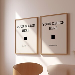Double Frame Art Print Mockup - Wood Frame Mockup - Hard Sun Light ...