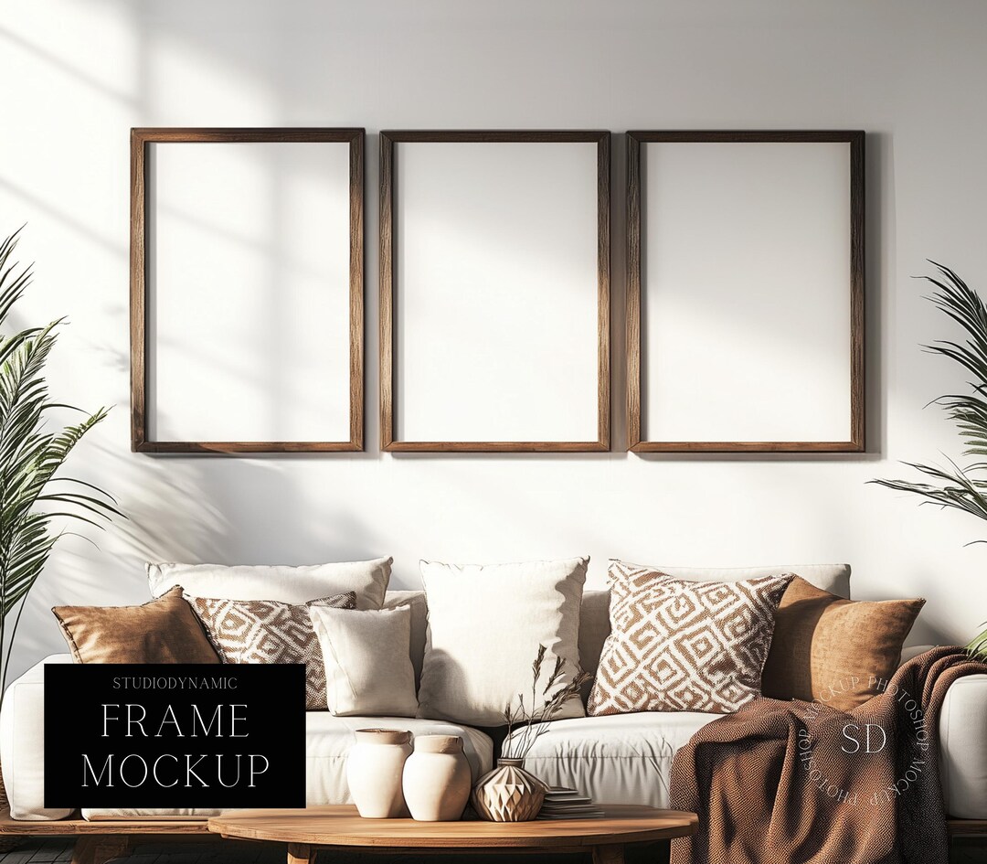3 Frame Boho Style Mockup - Boho Interior Mockup - Vertical Frame ...