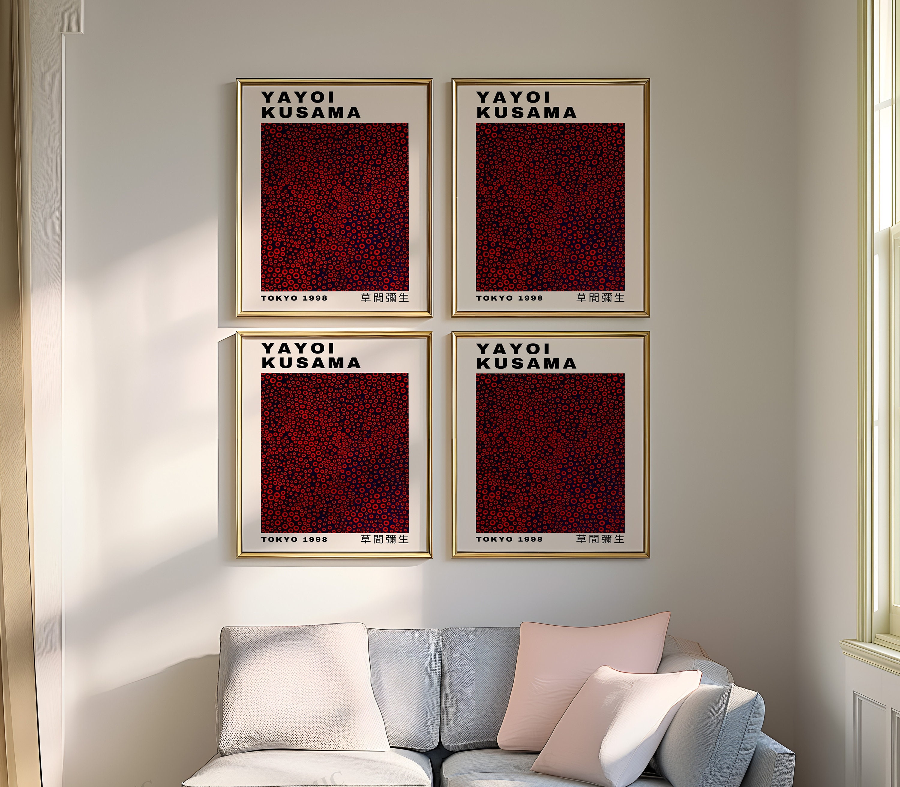 4 Frame Gallery Wall Art Display Mockup - Four Frame Mockup - Retro ...