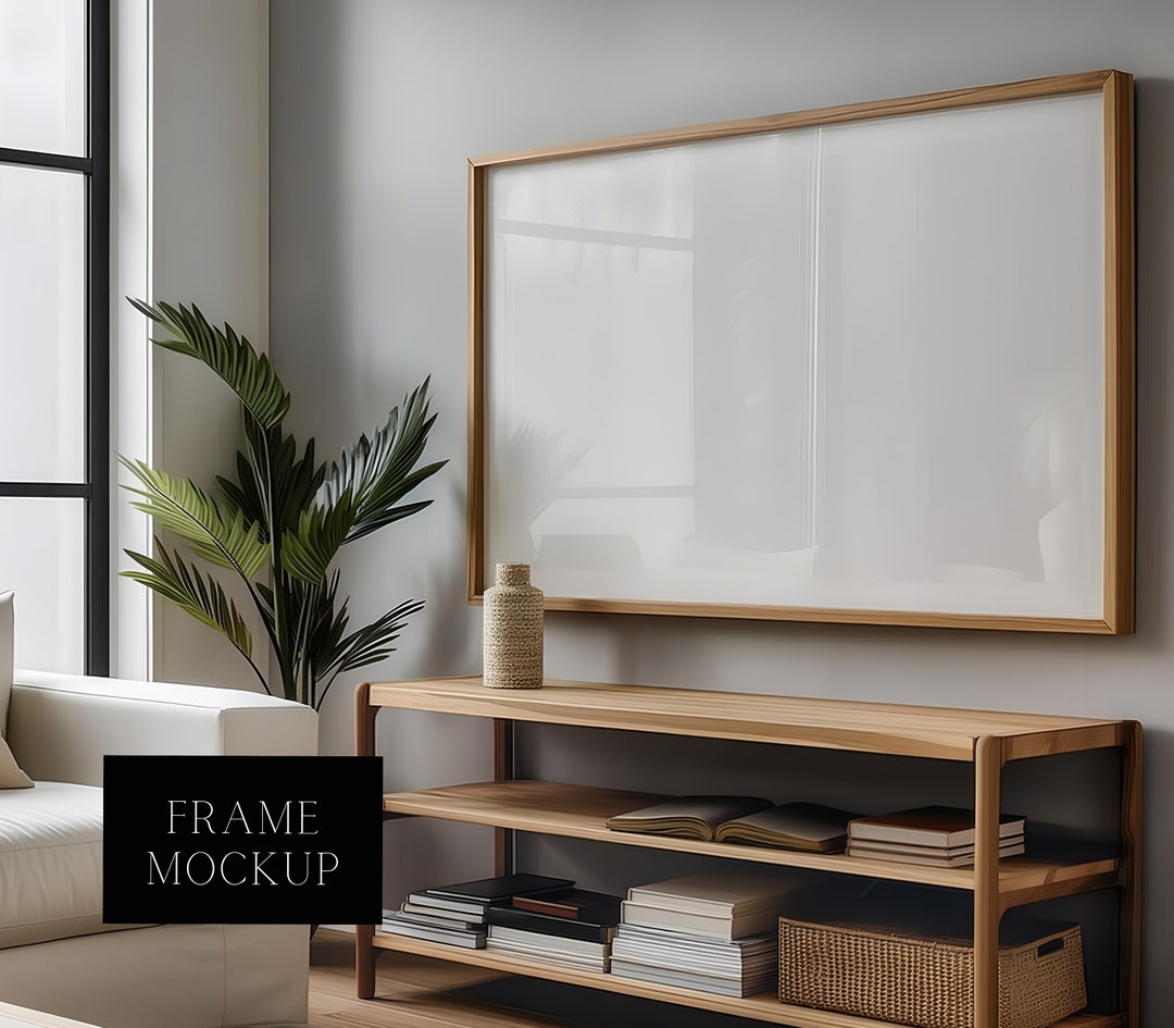 Large Horizontal Frame Mockup Template - Modern Home Interior - Wood ...