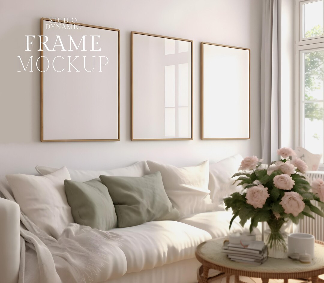 3 Frame Interior Mockup - Frame Mockup Set of 3 - Living Room Mockup ...