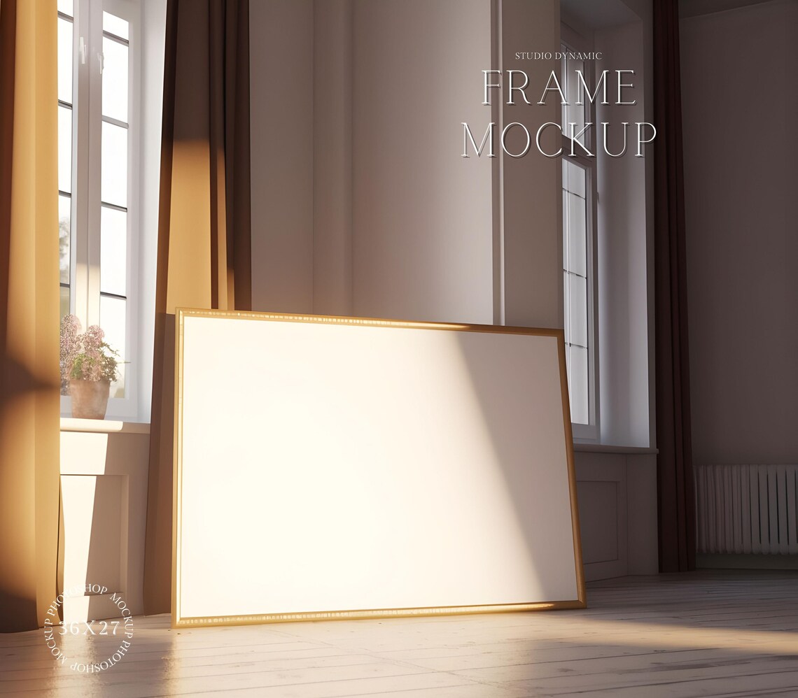 Horizontal Single Frame Mockup - Landscape Wooden Frame Mockup Frame ...