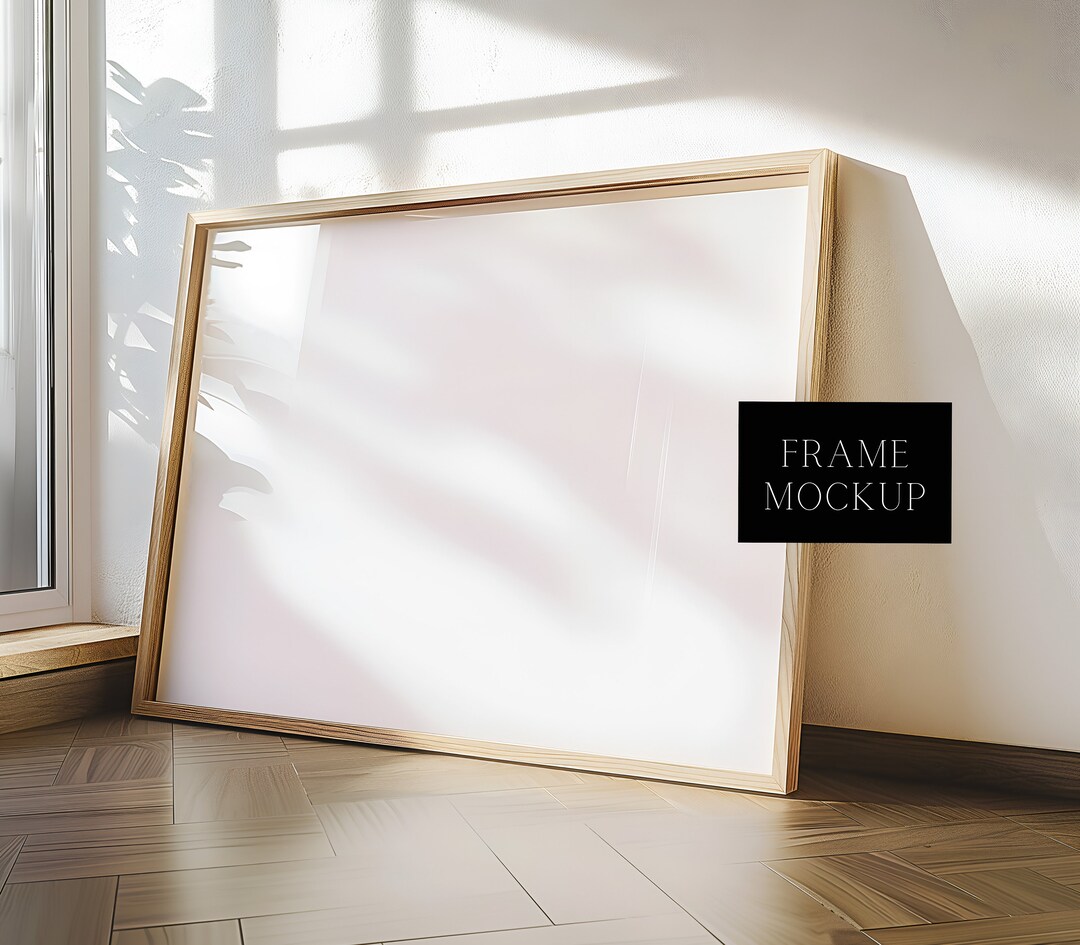 Thin Wooden Horizontal Frame Mockup - Natural Light - Landscape Frame ...