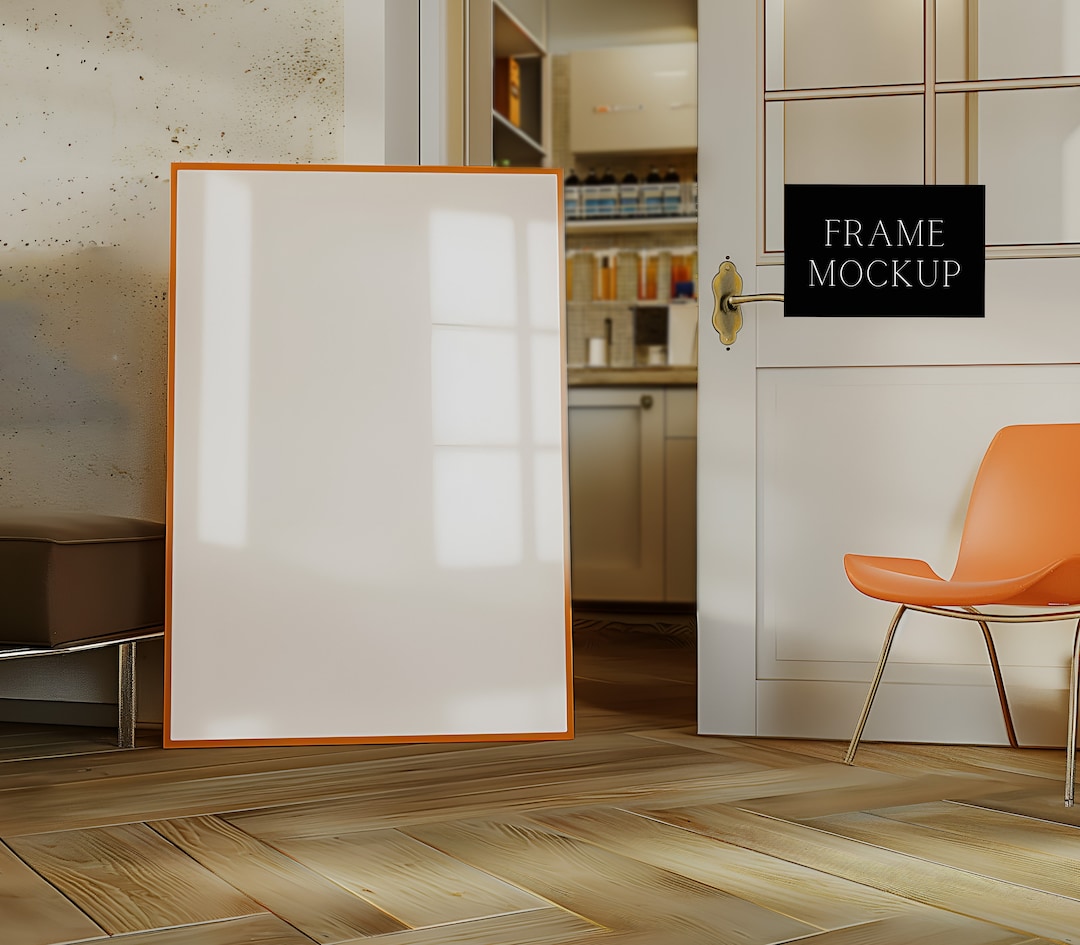 One Frames Mockup - Interior Mockup Scene -thin Wooden Frames Mockup ...