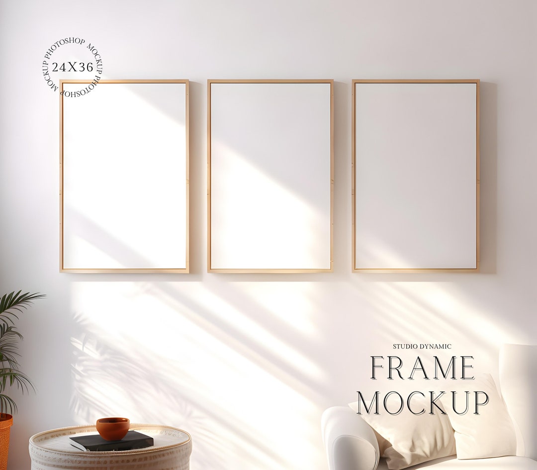 3 Frame Minimal Frontal Mockup - Art Print Mockups - Gallery Wall Set ...