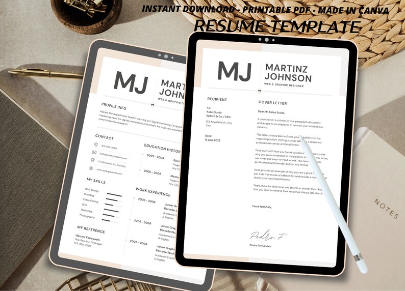 Modern Creative Resume Template, Professional Resume Template, Digital ...