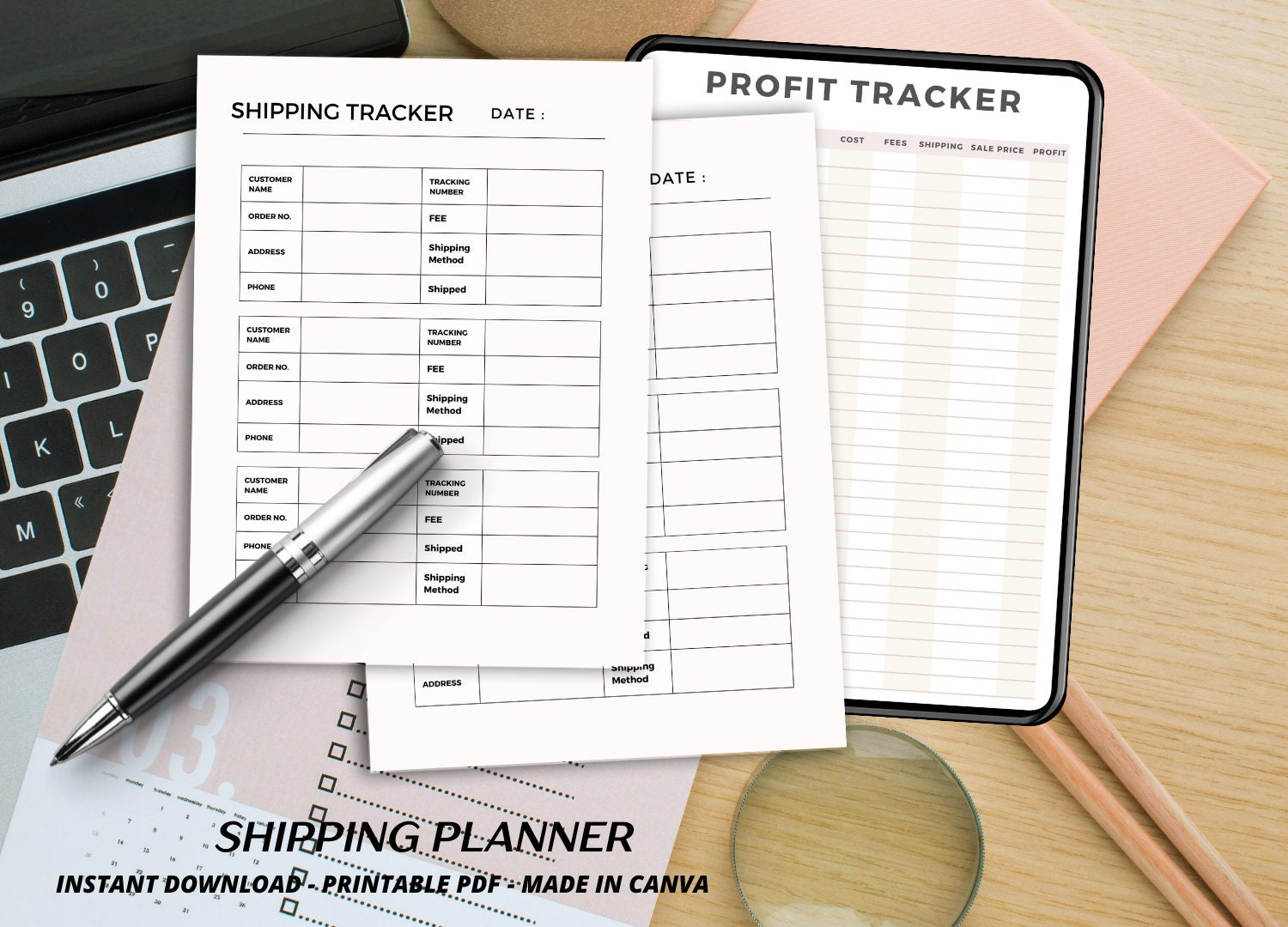Printable Shipping Template, Profit Tracker Financial Template ...