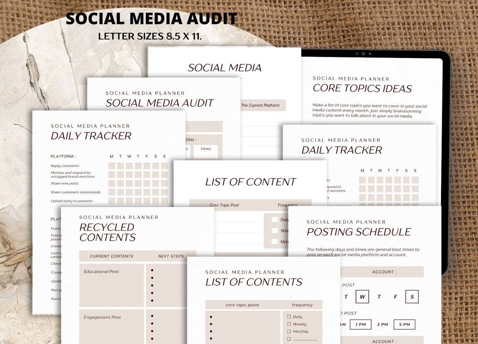 Printable Social Media Planner, Marketing Planner, Social Media Content ...
