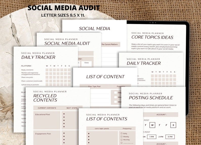 Printable Social Media Planner, Marketing Planner, Social Media Content ...