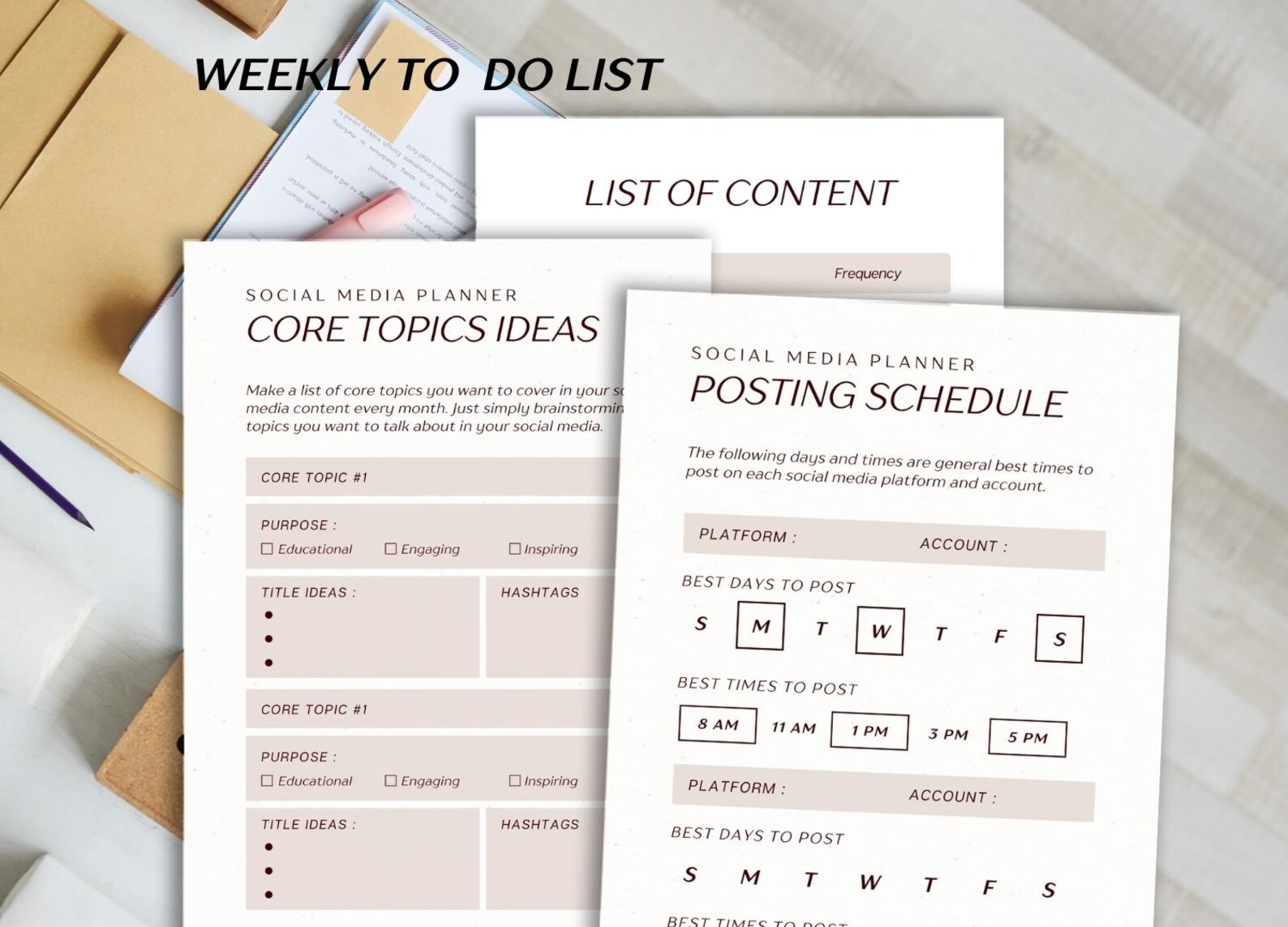 Printable Social Media Planner, Marketing Planner, Social Media Content ...