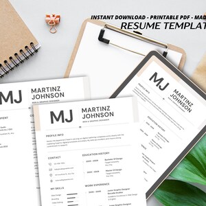 Modern Creative Resume Template, Professional Resume Template, Digital ...