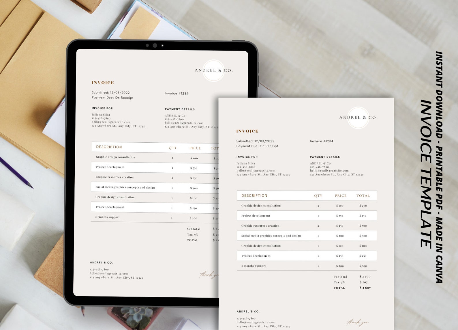 Luxury Business Invoice Template, Minimalist Business Invoice, Canva ...
