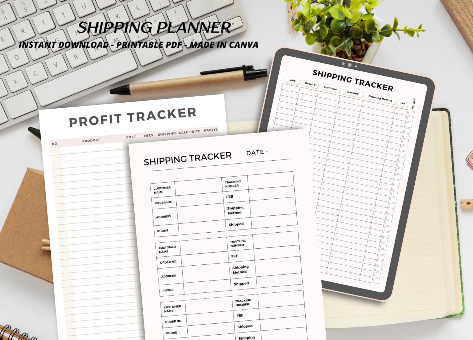 Printable Shipping Template, Profit Tracker Financial Template ...