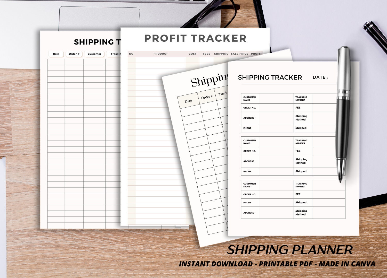 Printable Shipping Template, Profit Tracker Financial Template ...