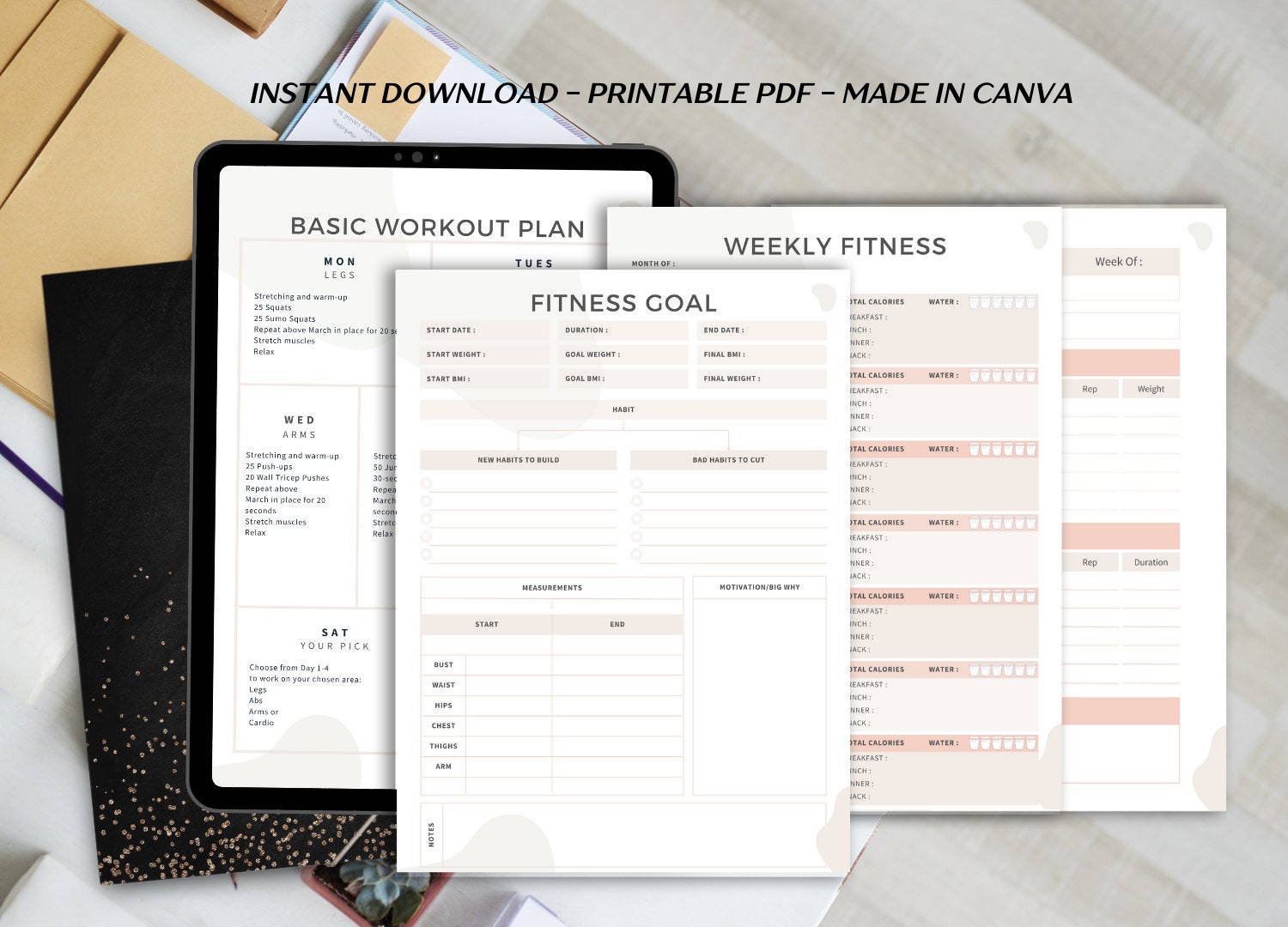 Workout Tracker, Fitness Planner, Workout Log, Weight Loss Tracker ...