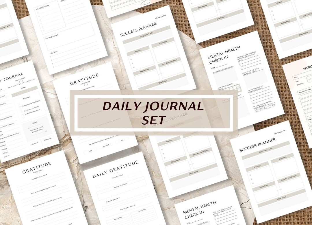 Daily Journal Template, Digital Printable Journal, Gratitude Journal ...
