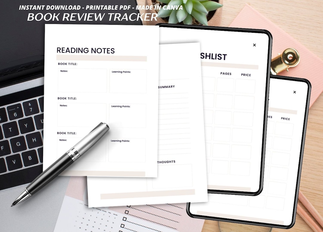 Printable Book Review Planner, Book Summary Goodnotes Planner, Reading ...
