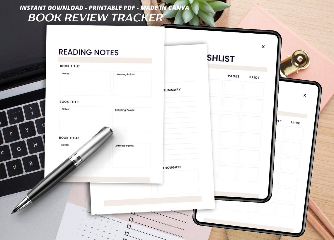 Printable Book Review Planner, Book Summary Goodnotes Planner, Reading ...
