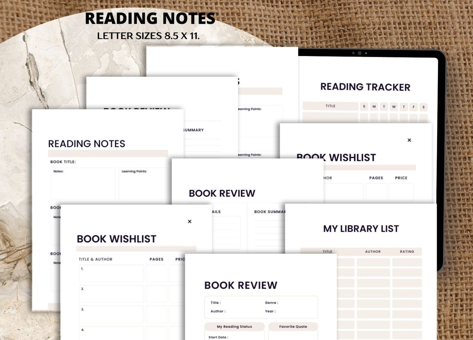 Printable Book Review Planner, Book Summary Goodnotes Planner, Reading ...