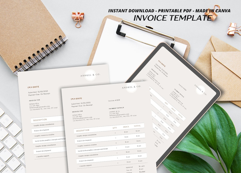 Luxury Business Invoice Template, Minimalist Business Invoice, Canva ...