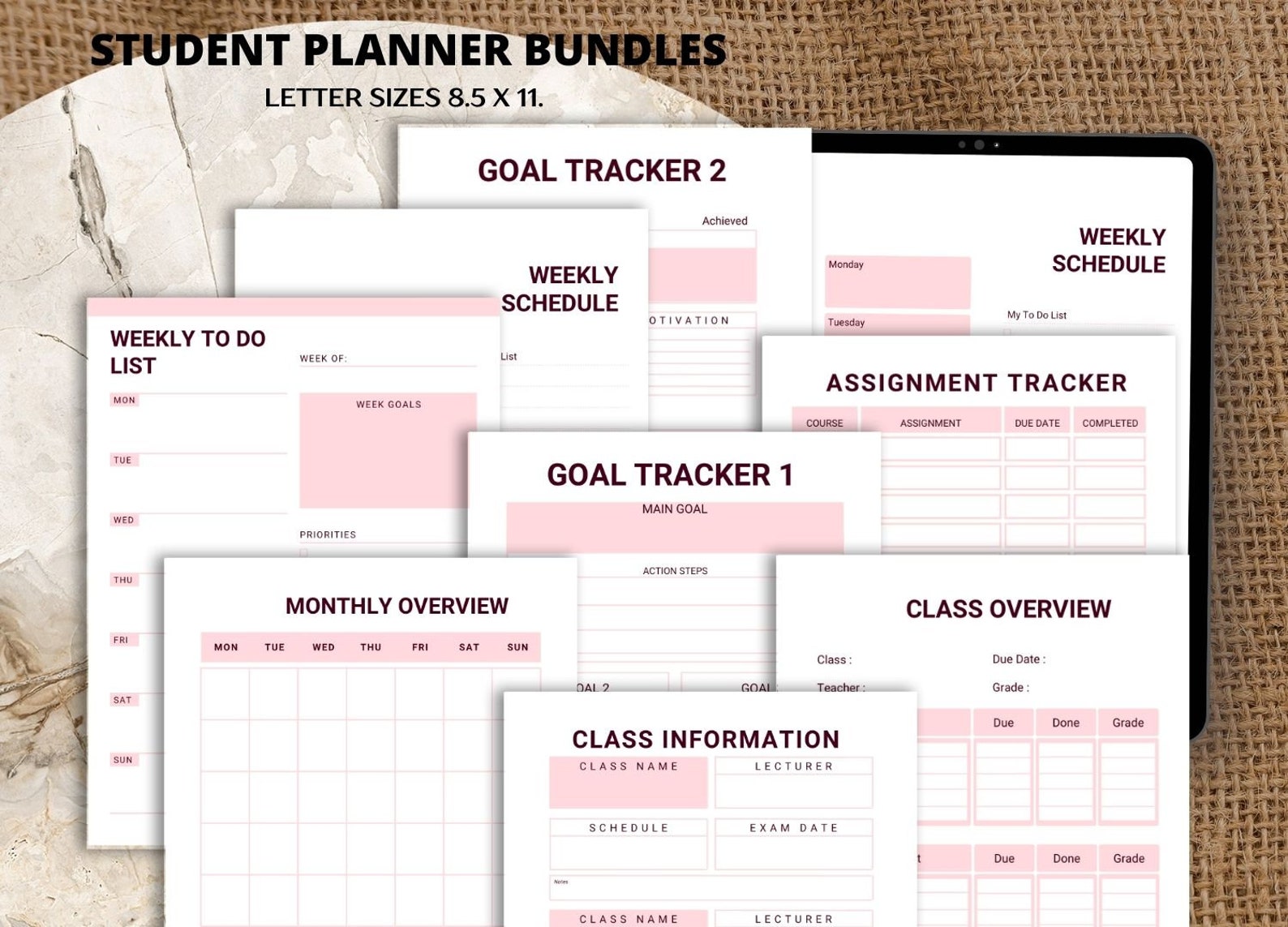 Printable Student Planner Bundle, Student Organizer Assignment Planner ...