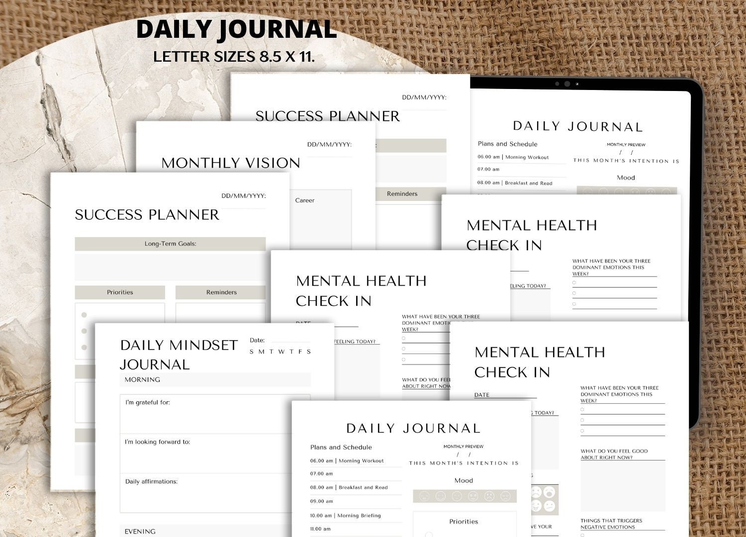 Daily Journal Template, Digital Printable Journal, Gratitude Journal ...