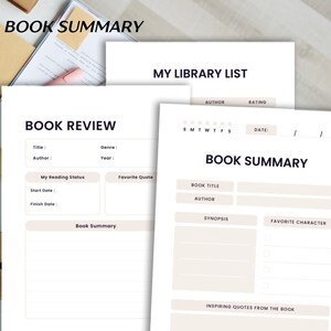 Printable Book Review Planner, Book Summary Goodnotes Planner, Reading ...