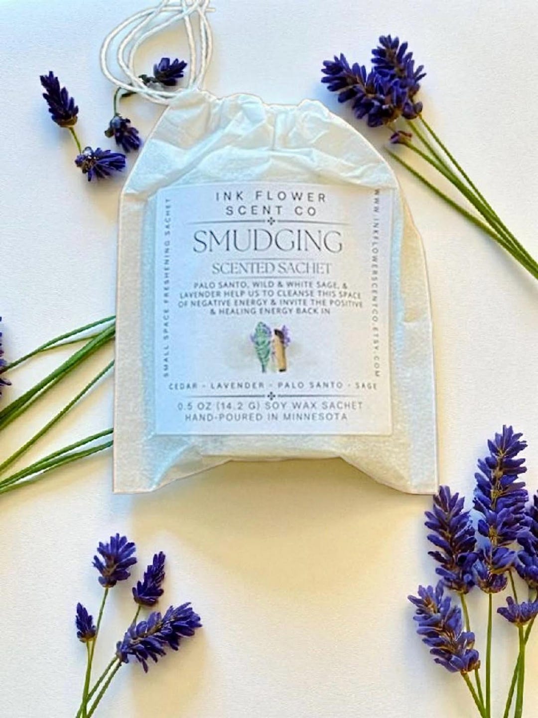 Smudging Scented Sachet | Soy Wax Drawer Sachet | Sage Lavender Cedar ...