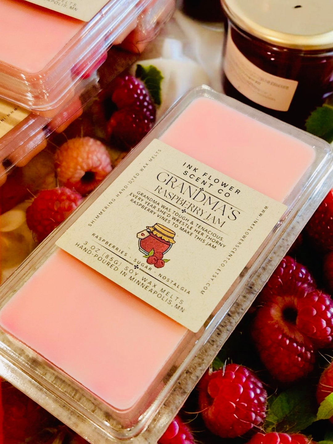Grandma's Raspberry Jam Soy Wax Melt | Snap Bar | Tart Tangy Sweet ...