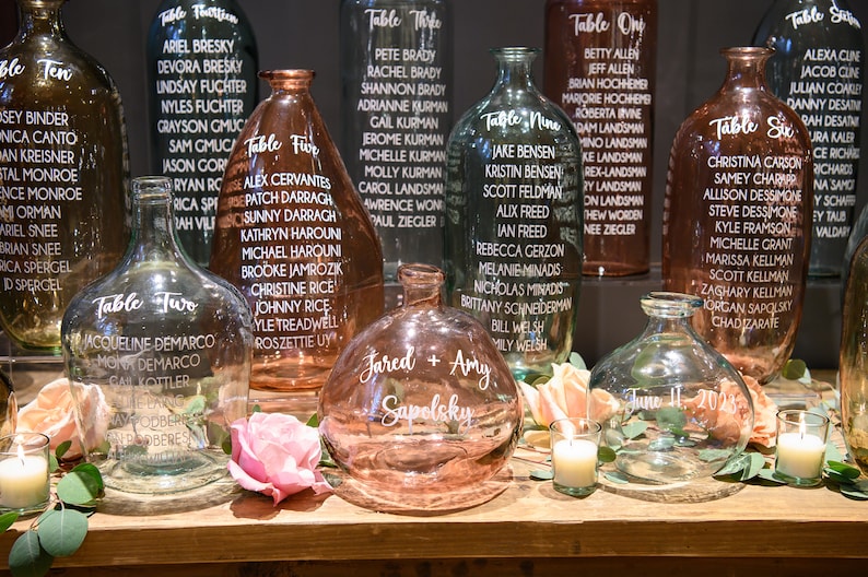 Small Glass Vase Wedding Seating Chart - Etsy