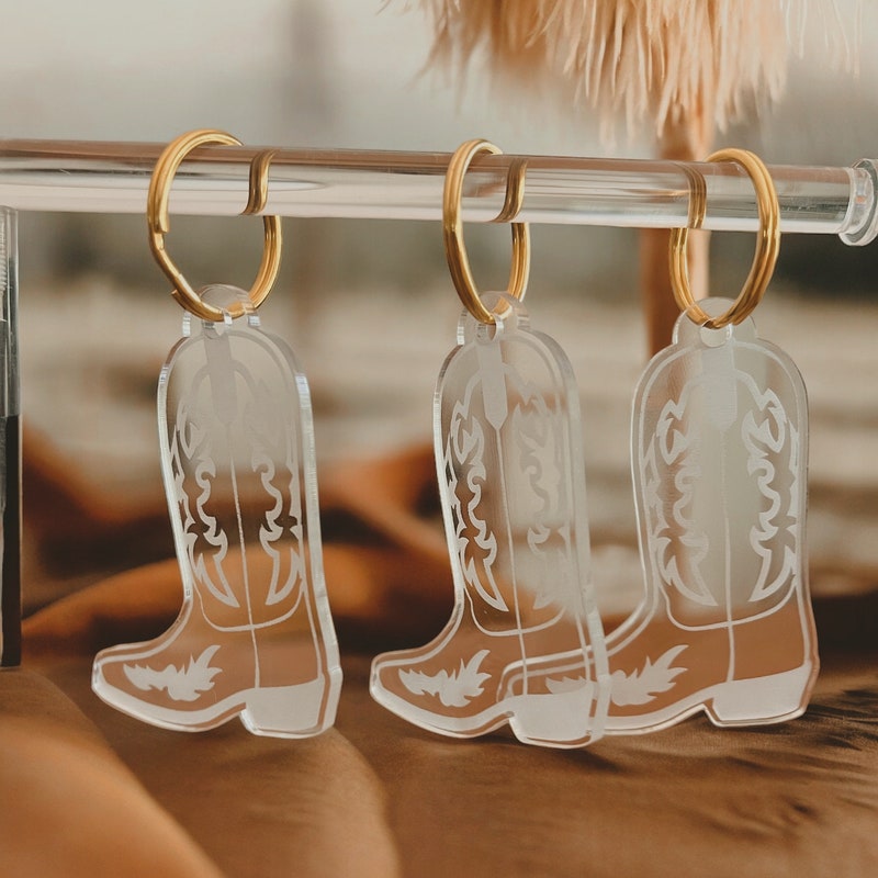 Cowgirl Boot Keychain - Etsy