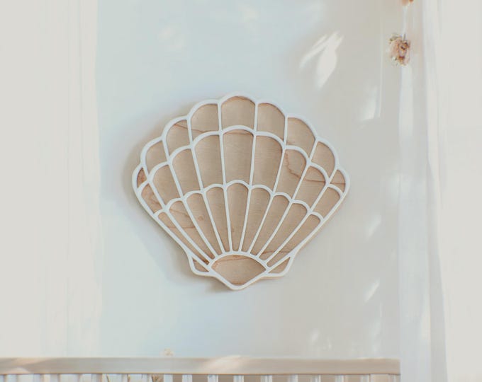 Boho Nursery Decor Seashell Wood and White Mermaid Decor Baby Shower ...