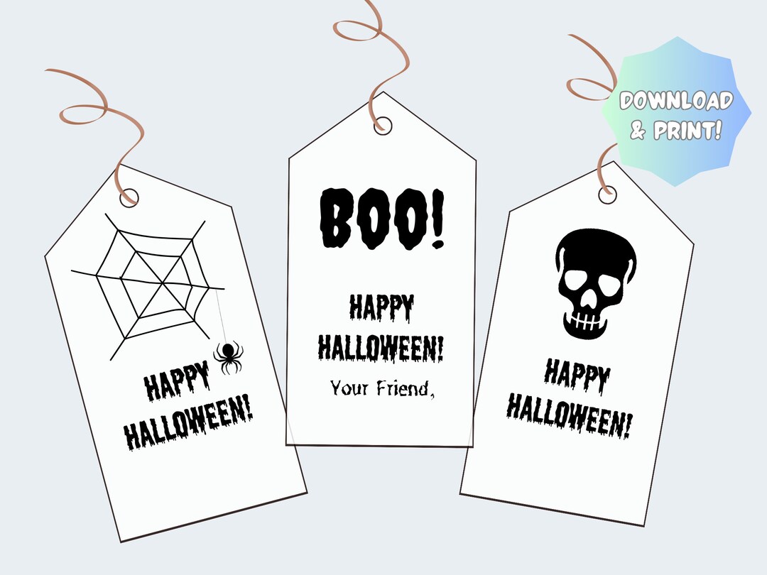 Halloween Tags Printable | Halloween Gift Tag | Halloween Class Treat ...