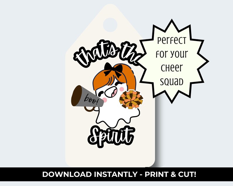Halloween CHEER Squad Gift Tag Printable Halloween Spirit Squad ...