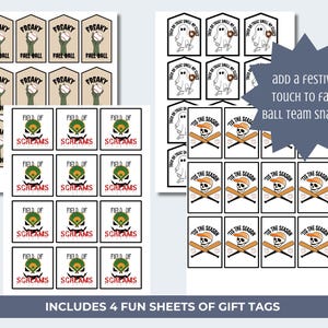 BASEBALL Gift Tag Printable, Halloween Fall Ball, Halloween Baseball ...