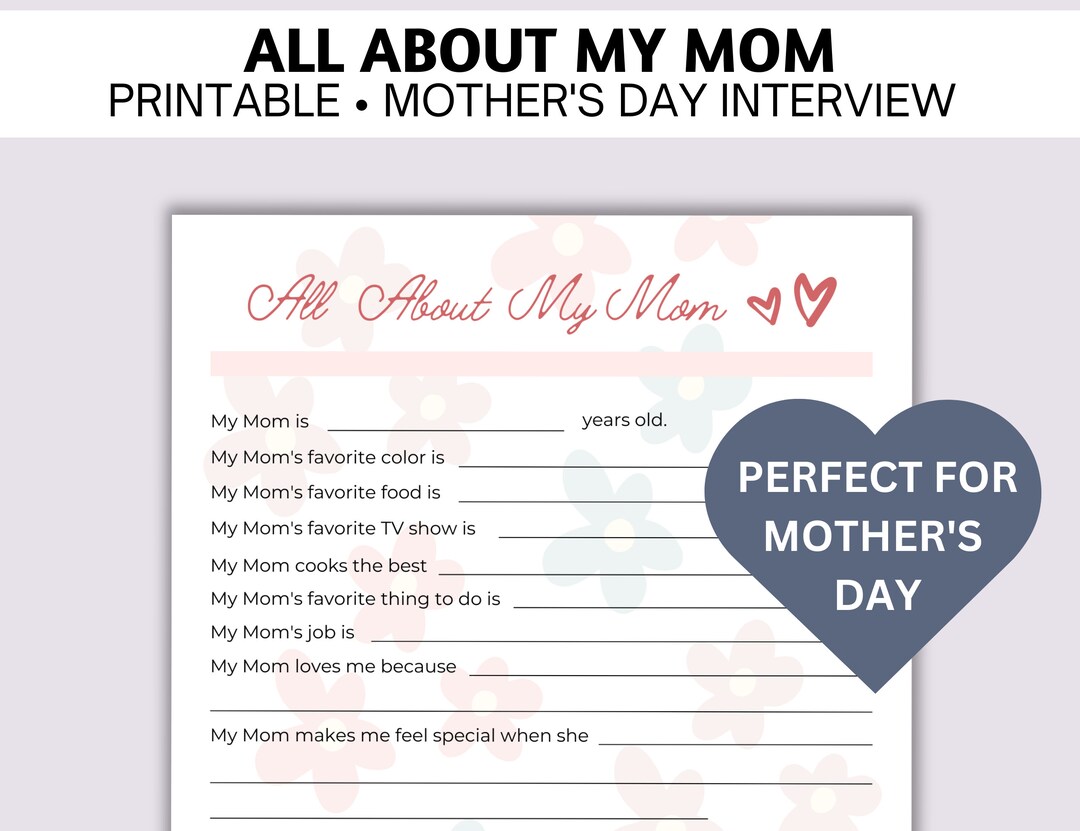 Mother's Day Interview | Personalized Gift Mom | All About Mom | Mother ...