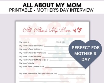 PRINTABLE Mother's Day All About My Mom Mommy Fill in the - Etsy UK