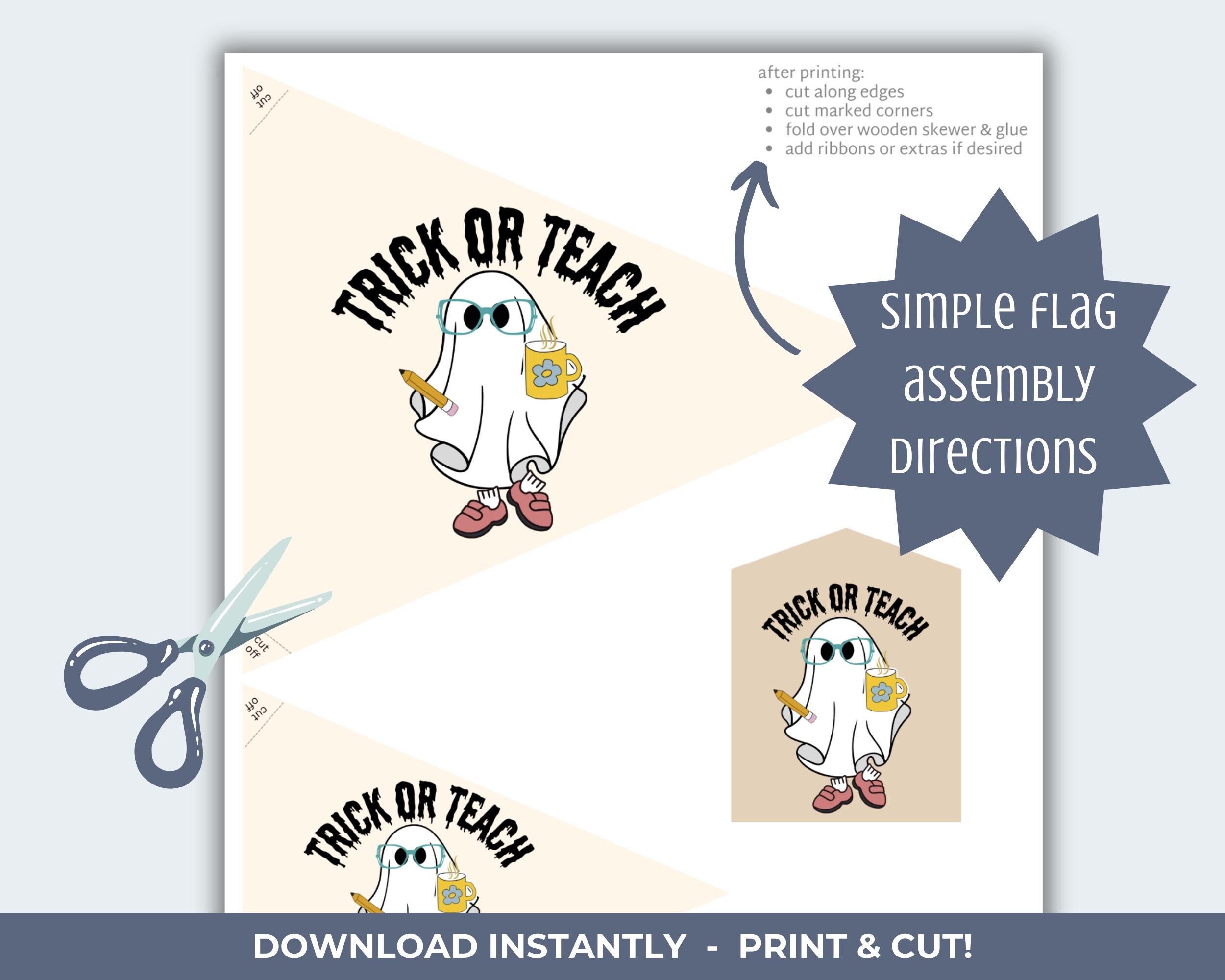 Halloween Teacher Pennant Flag Printable, Halloween Teacher ...