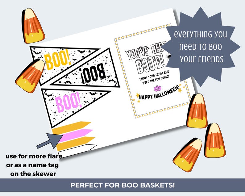 Printable Halloween Favor Flags: Spooky Boo Basket Tag (PDF) - Etsy