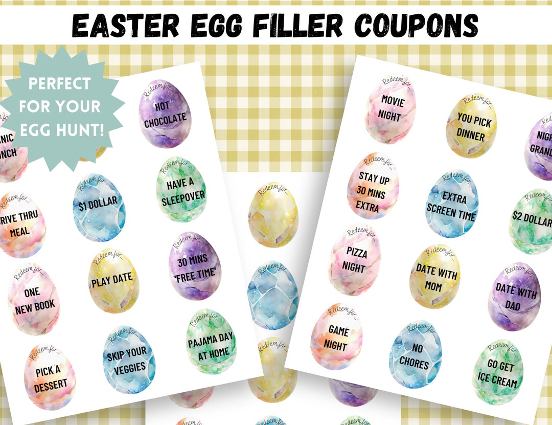 Easter Egg Filler Coupons | Easter Egg Tokens | Printable Easter ...