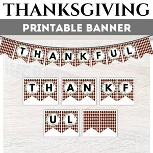 Thanksgiving Banner PRINTABLE, DIY Thankful Banner, Plaid Thanksgiving ...