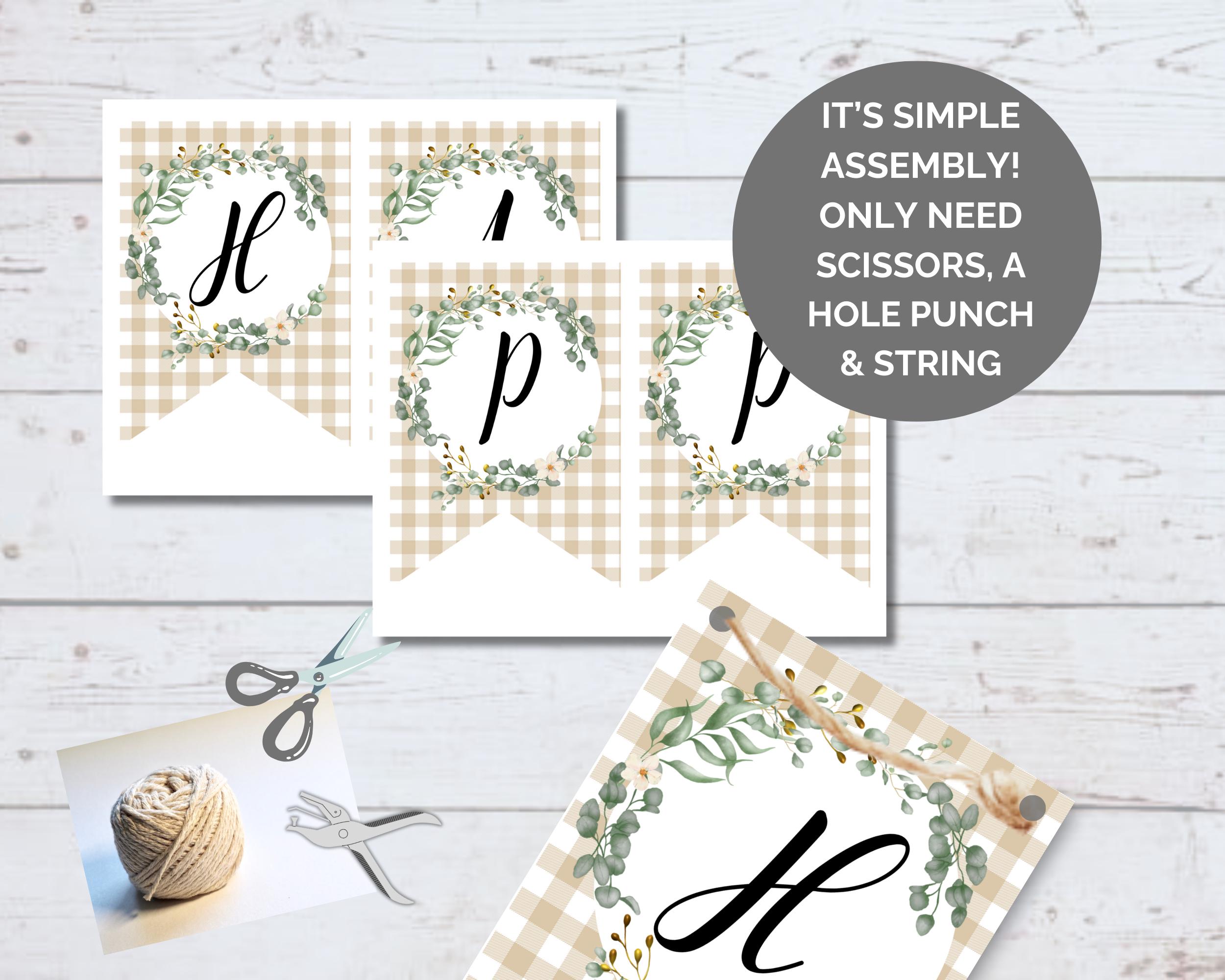 Happy Fall Banner PRINTABLE, DIY Thanksgiving Banner, Buffalo Plaid ...