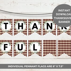 Thanksgiving Banner PRINTABLE, DIY Thankful Banner, Plaid Thanksgiving ...