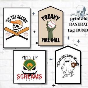 BASEBALL Gift Tag Printable, Halloween Fall Ball, Halloween Baseball ...