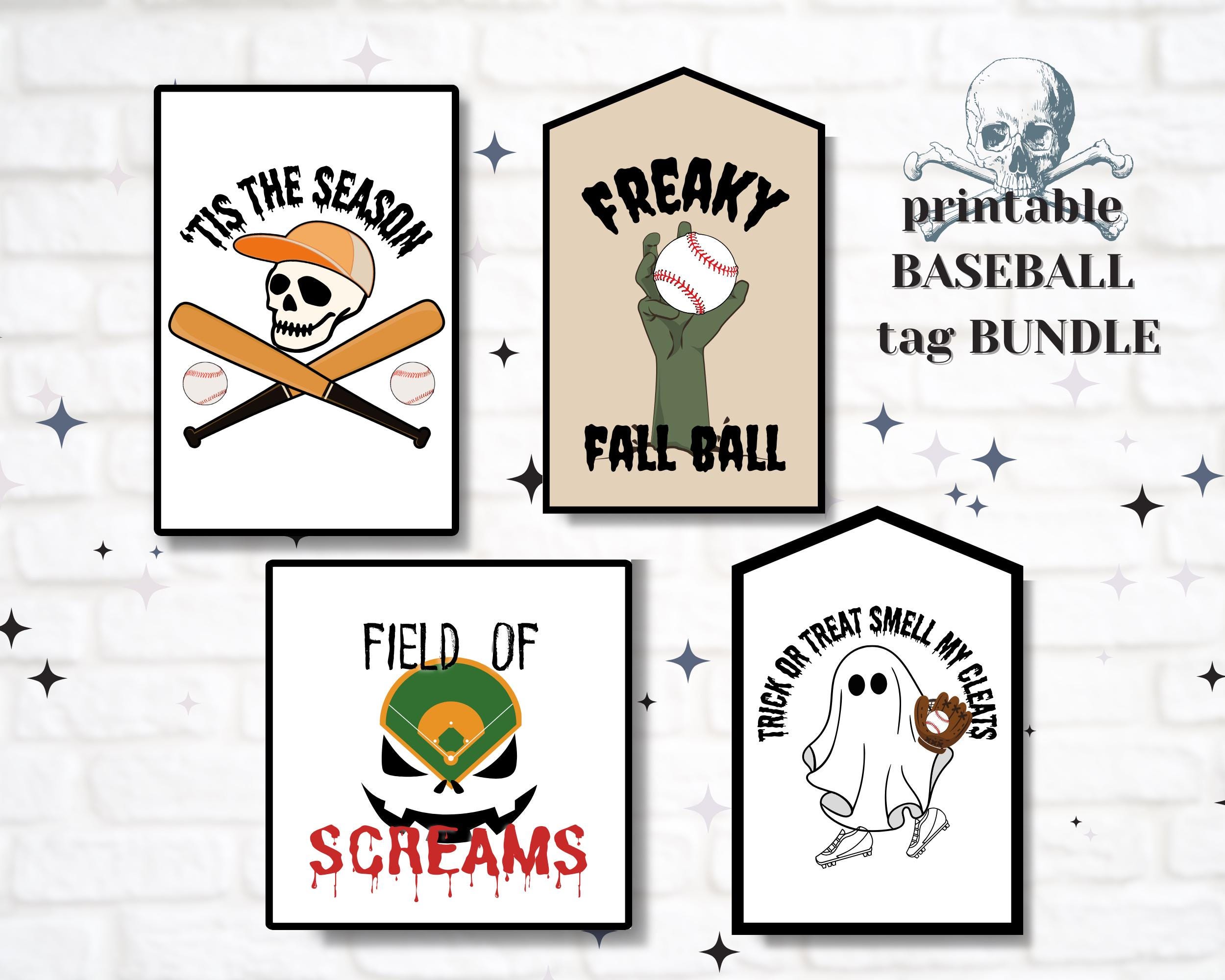 BASEBALL Gift Tag Printable, Halloween Fall Ball, Halloween Baseball ...