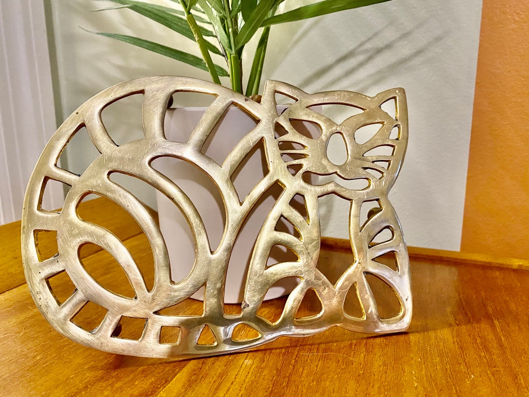 Brass Cat Trivet 2 / Pot Cooler / Kitchen Décor / Kitty - Etsy