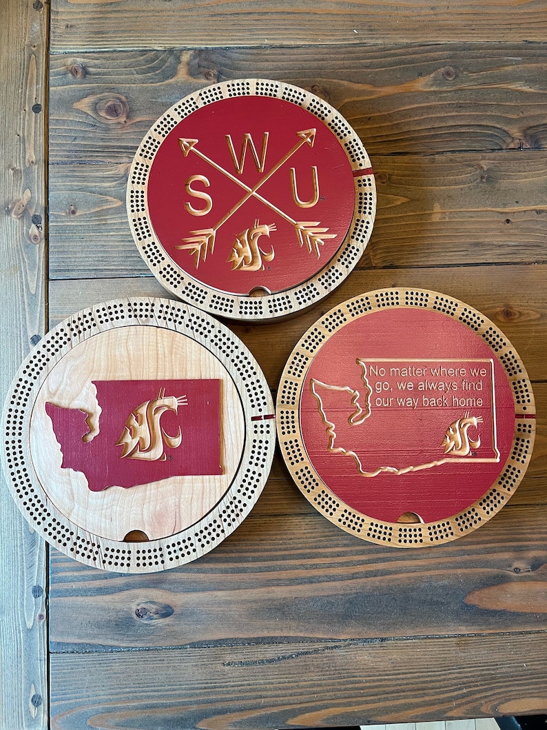 WSU Cougar Licensed Cribbage Boards. - Etsy